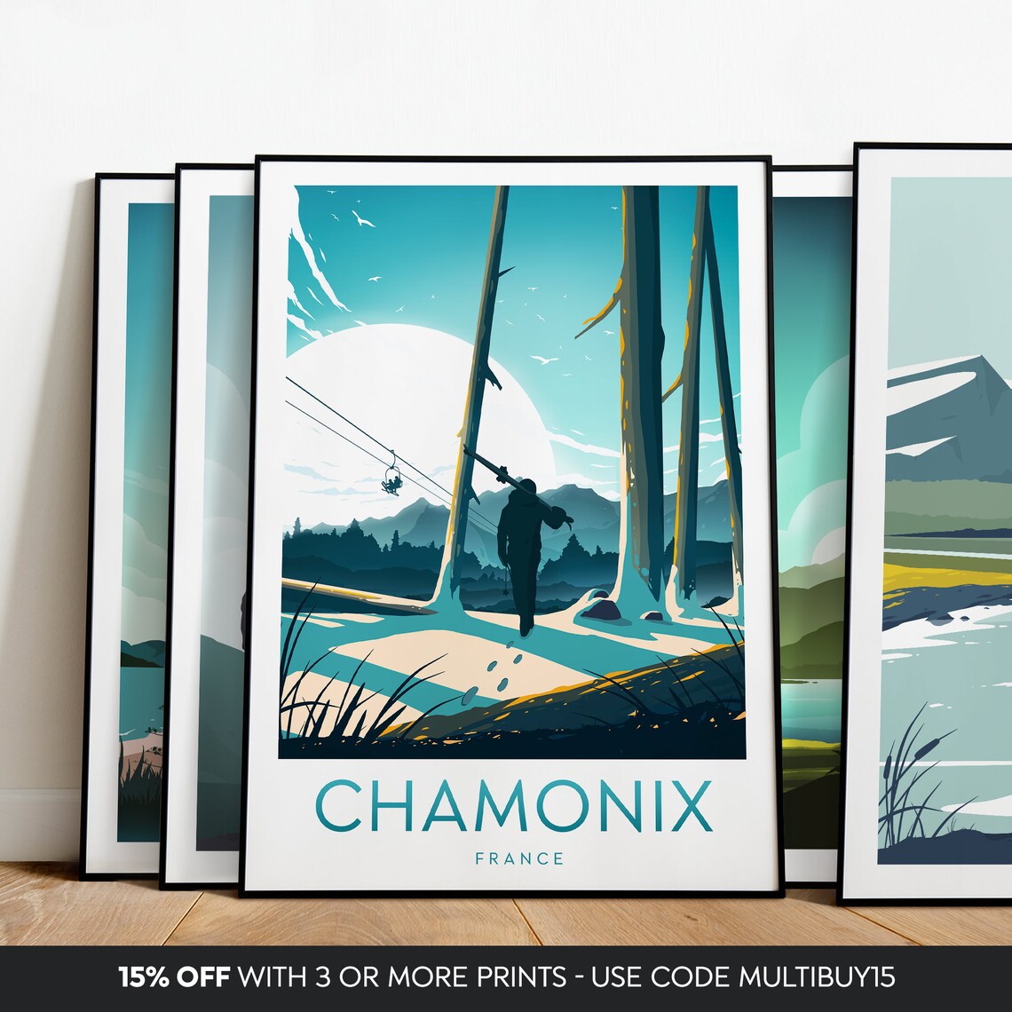 Chamonix Travel Print - France - Ski Resort, Chamonix Print, Wall Art ...