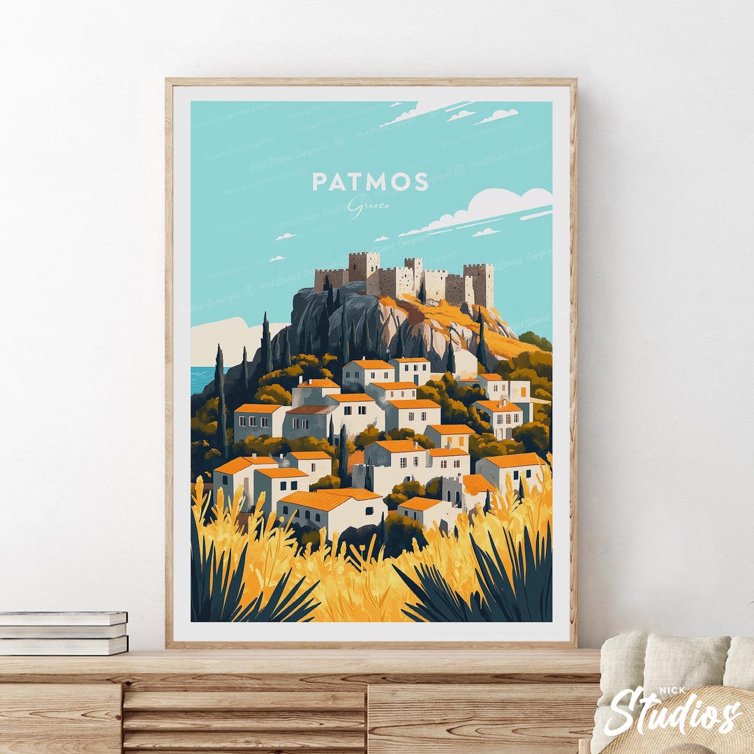 Patmos Traditional Travel Print - Greece, Patmos Artwork, Patmos Prints ...