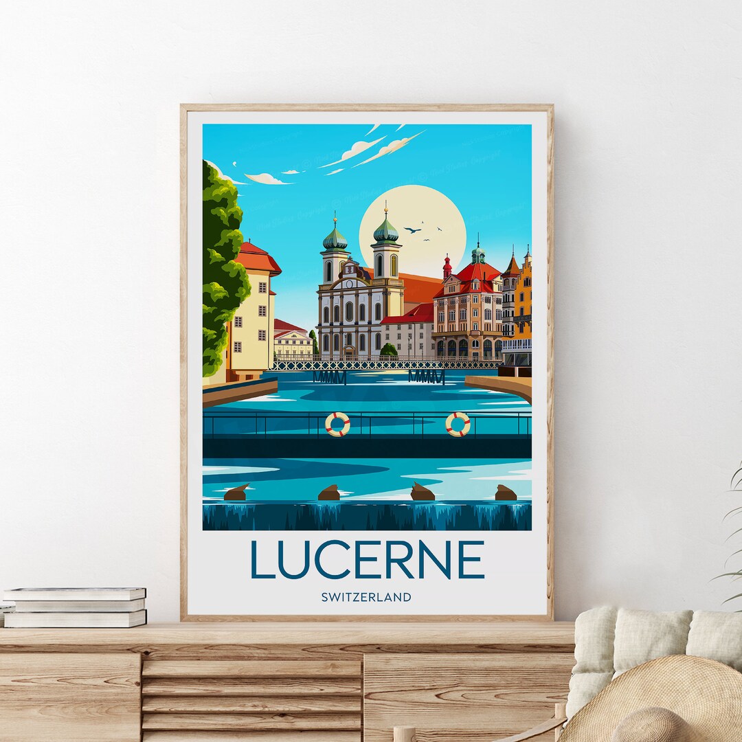 Lucerne Travel Print - Switzerland, Lucerne Poster, Lucerne Print ...