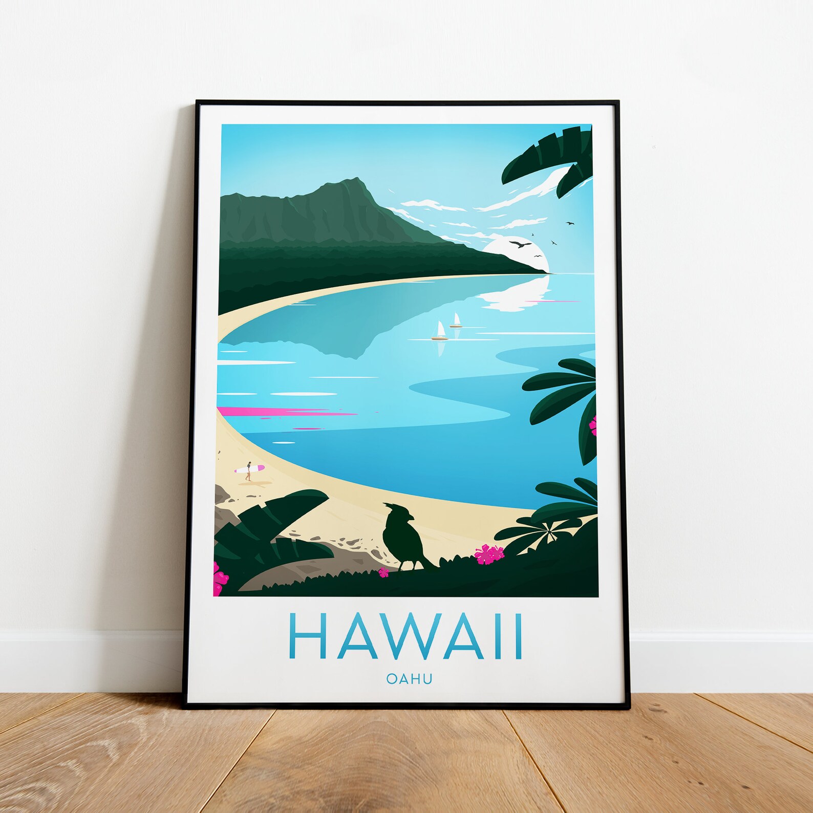 Hawaii Travel Print Oahu Hawaii Poster Oahu Print - Etsy