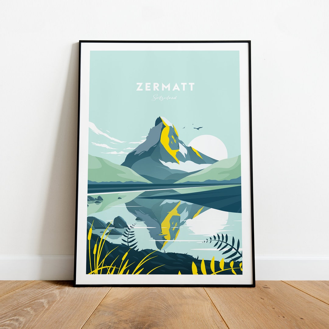 Zermatt Traditional Travel Print - Switzerland, Zermatt Poster, Zermatt ...