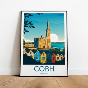 Cobh Travel Print - Ireland, Cobh Poster, Wedding Gift, Birthday Present, Custom Text ...