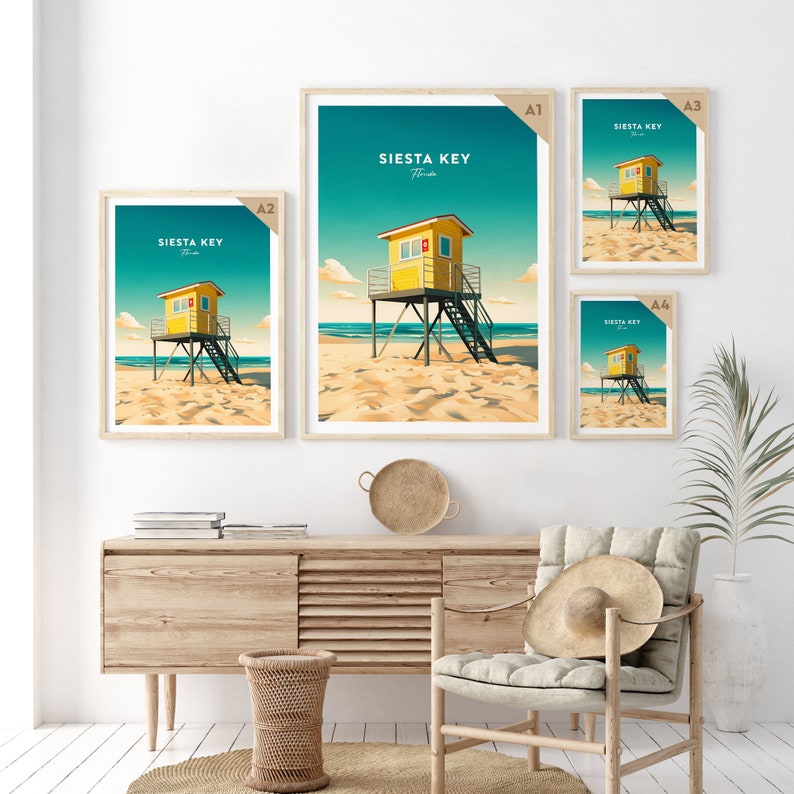 Siesta Key Traditional Travel Print - Florida, Siesta Key Poster ...