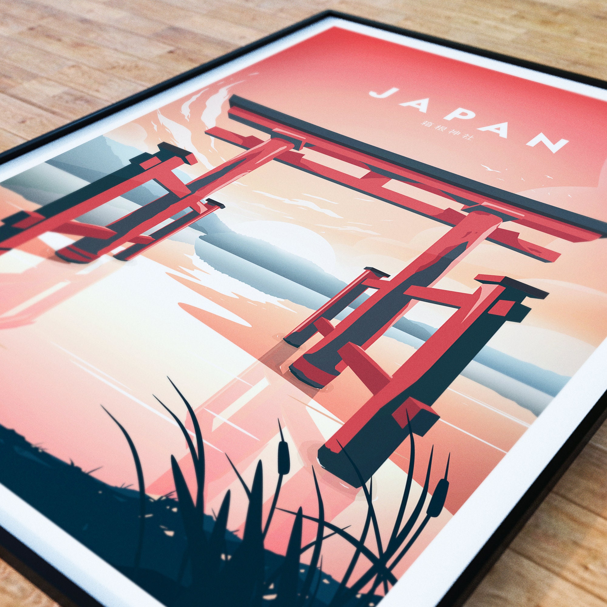 Japan Sunset Traditional Travel Print Hakone Shrine Japan - Etsy UK
