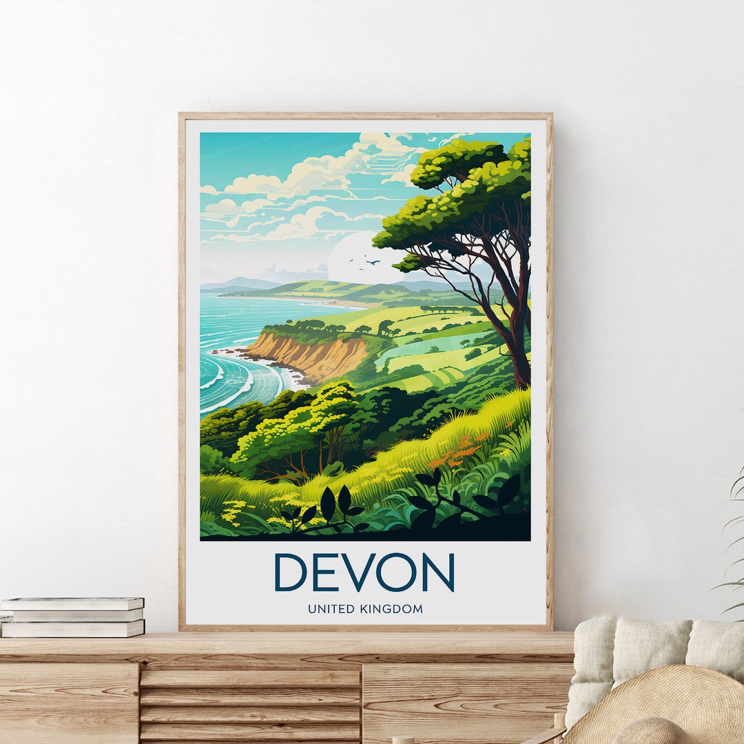 Devon Travel Print - West Country, Devon Poster, Devon Art, Devon Wall ...