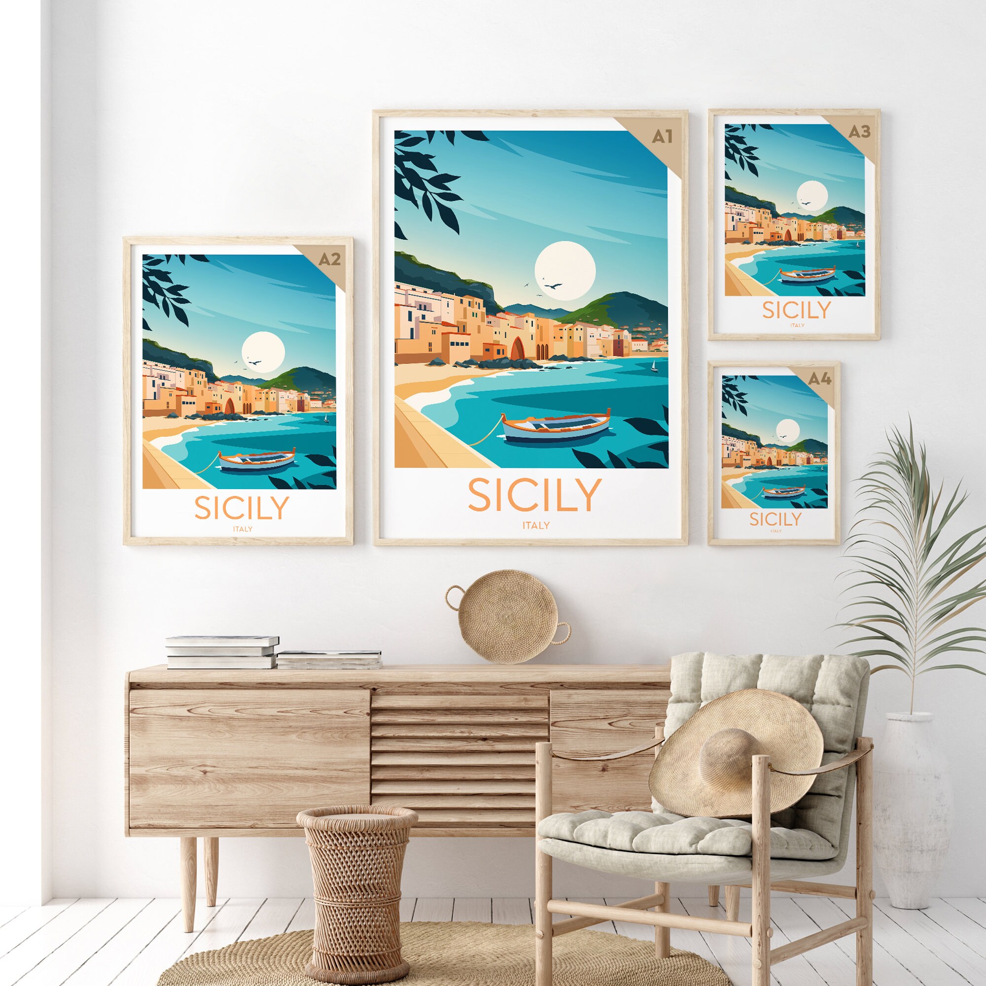Wall Hangings Travel Gift Italy Modern Poster Distance Wall Art Aidone ...