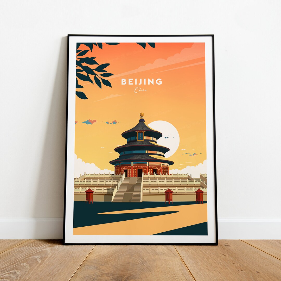 Beijing Sunset Traditional Travel Print - China, Beijing Poster ...