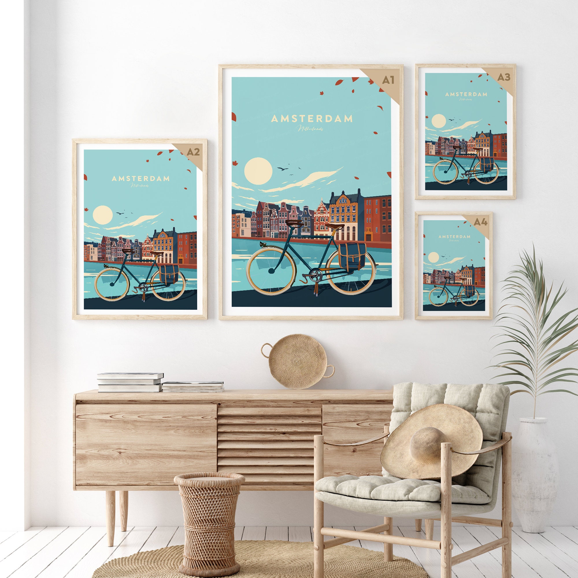 Amsterdam Traditional Travel Print Netherlands Amsterdam - Etsy