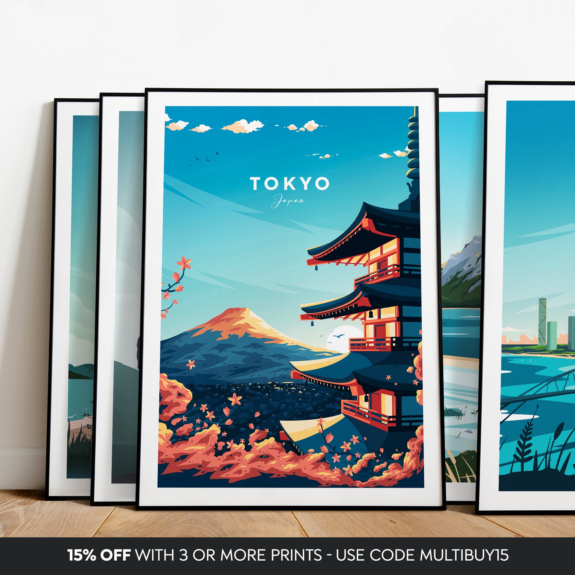 Tokyo Traditional Travel Print - Japan, Tokyo Poster, Tokyo Print ...