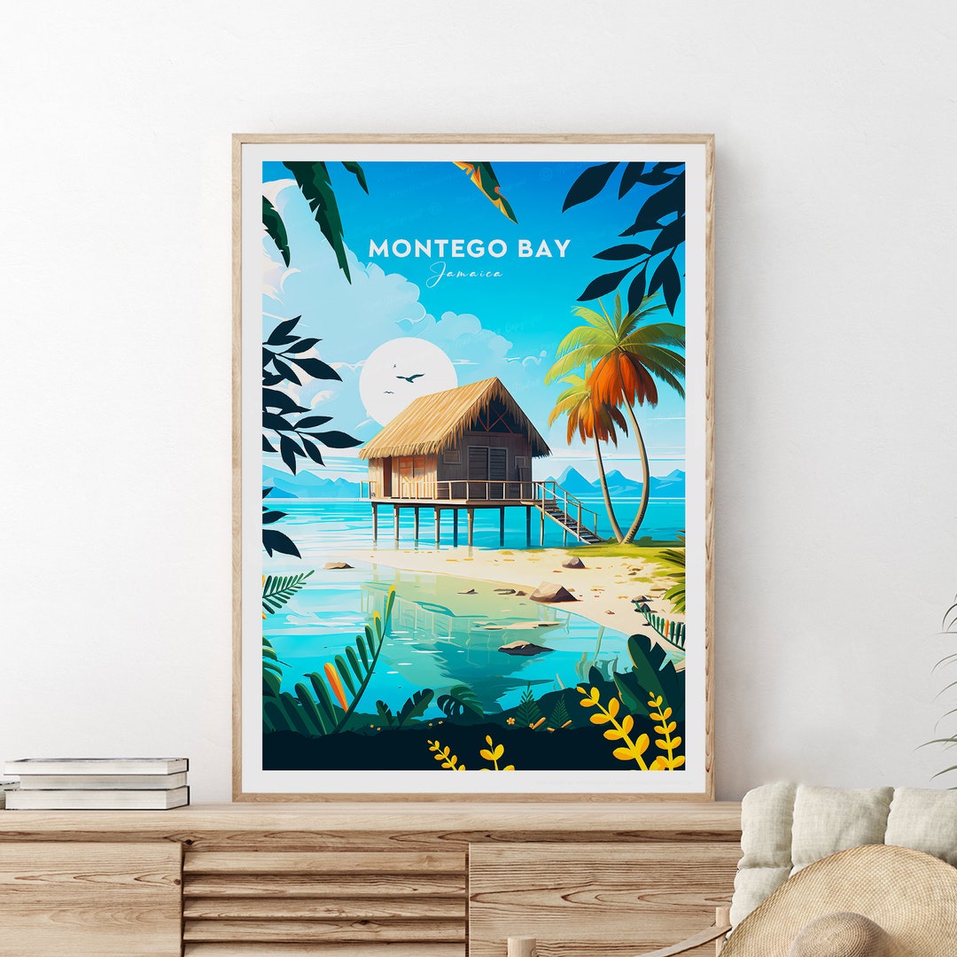 Montego Bay Traditional Travel Print - Jamaica, Caribbean Poster ...