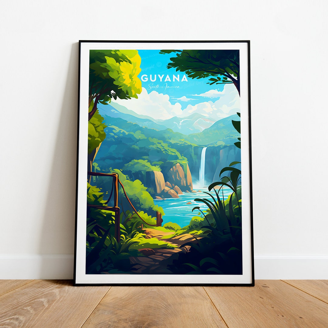 Guyana Traditional Travel Print - South Africa, Guyana Poster, Wedding ...