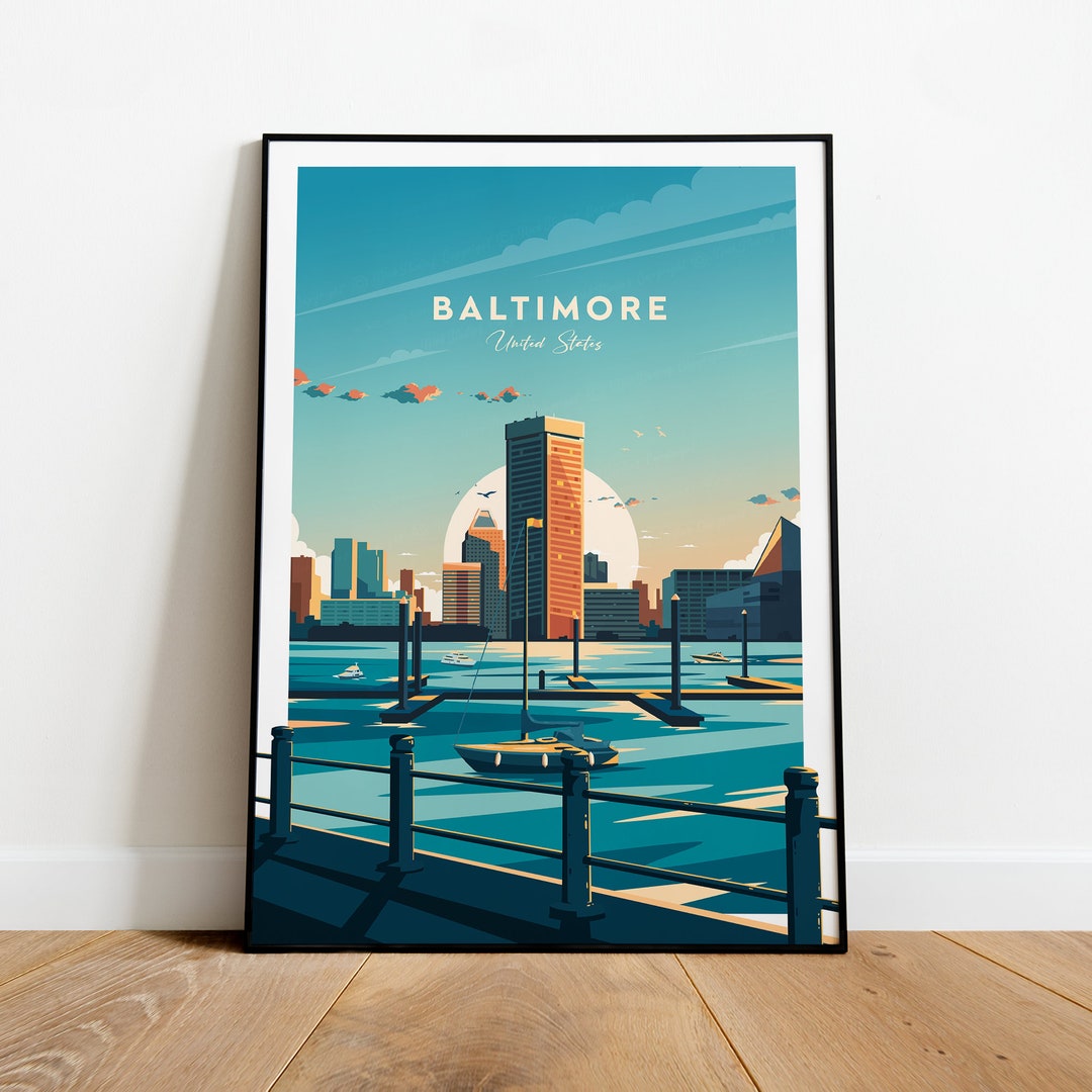 Baltimore Traditional Travel Print - United States, Maryland, Baltimore ...