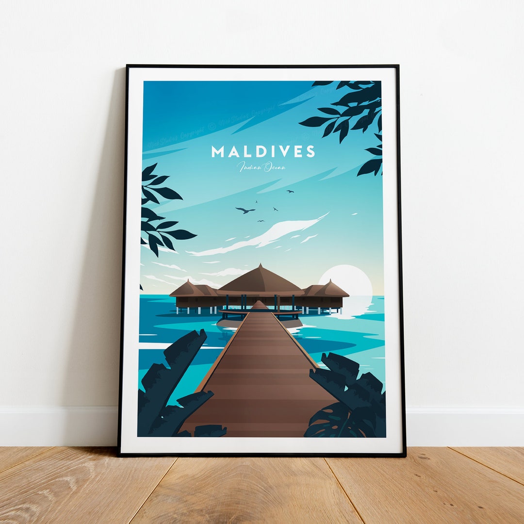 Maldives Traditional Travel Print - Indian Ocean, Maldives Poster ...