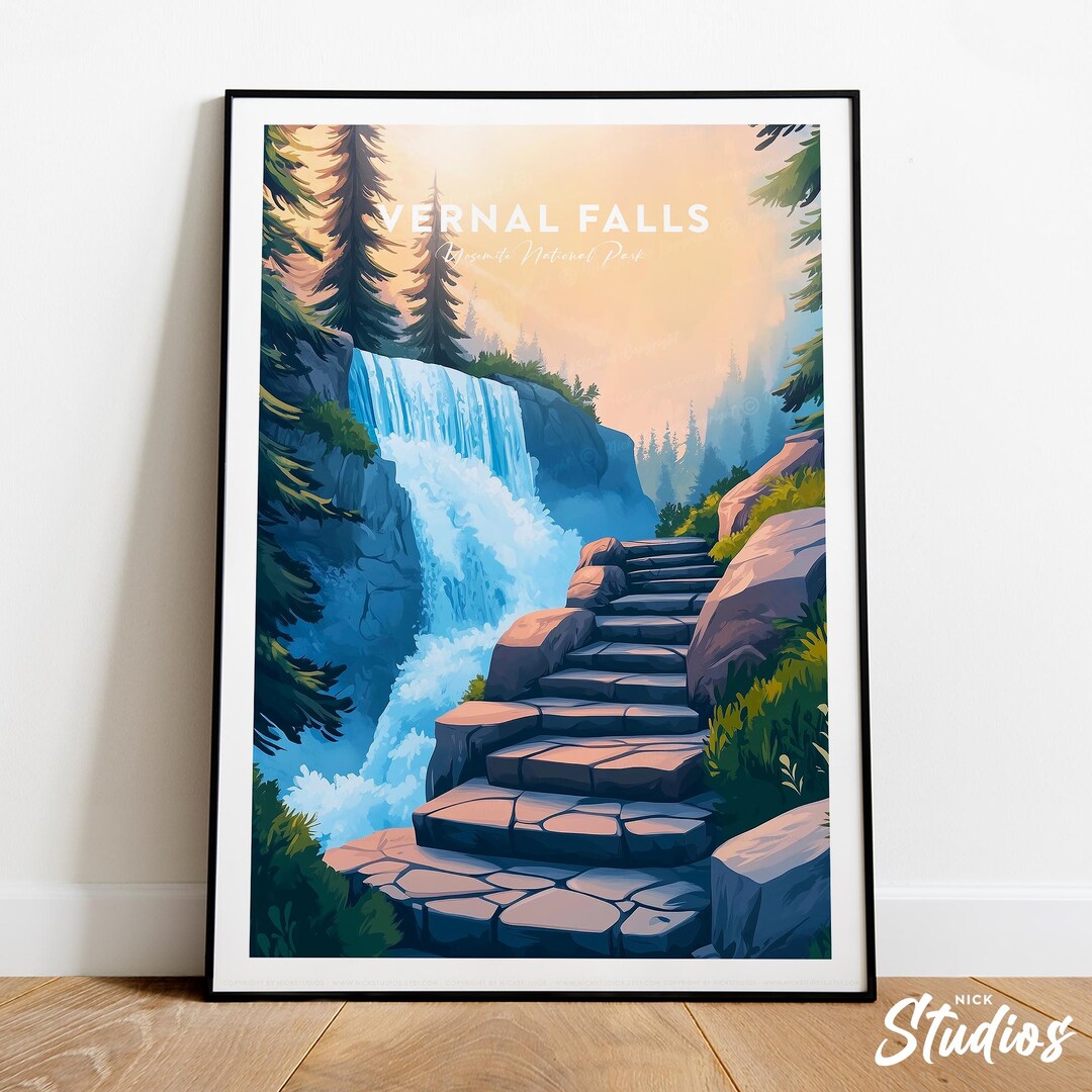 Vernal Falls Traditional Travel Print - Yosemite National Park, Vernal ...