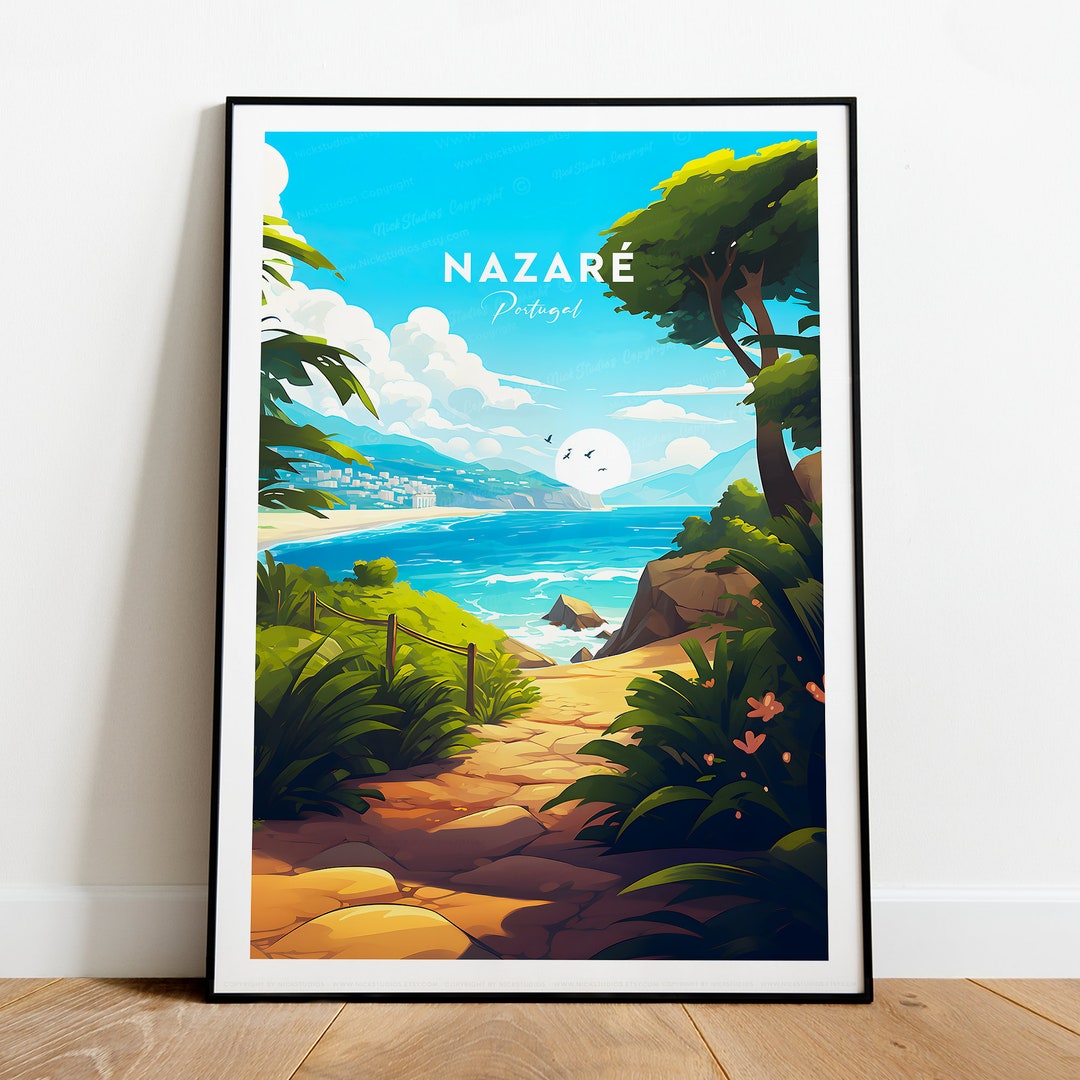 Nazaré Traditional Travel Print - Portugal, Nazaré Print, Nazaré Poster ...