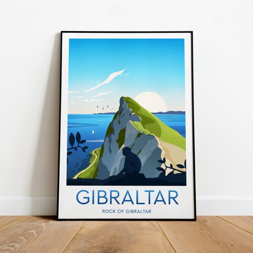 Gibraltar Print Vintage Travel Poster Rock of Gibraltar - Etsy