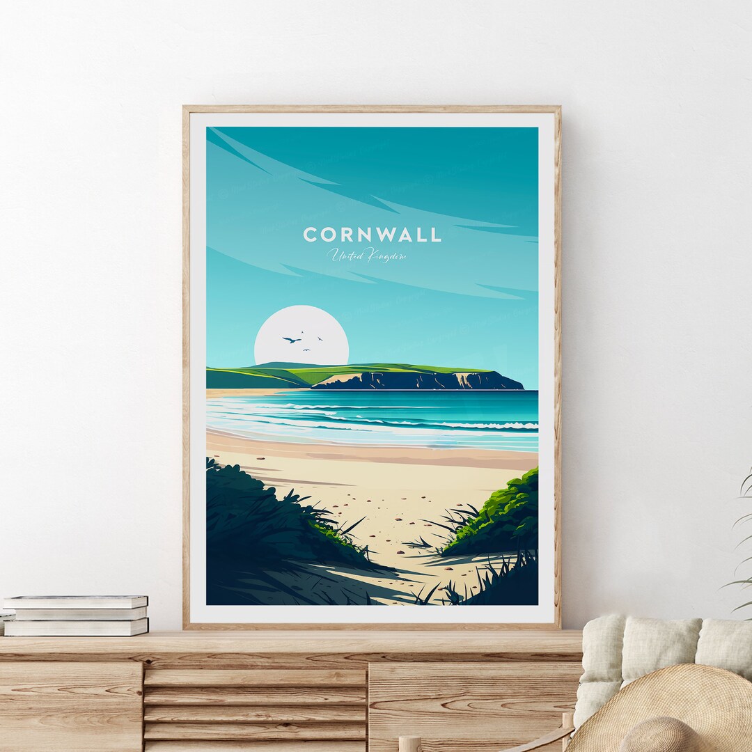 Cornwall Traditional Travel Print - UK, Cornwall Poster, Cornwall Print ...