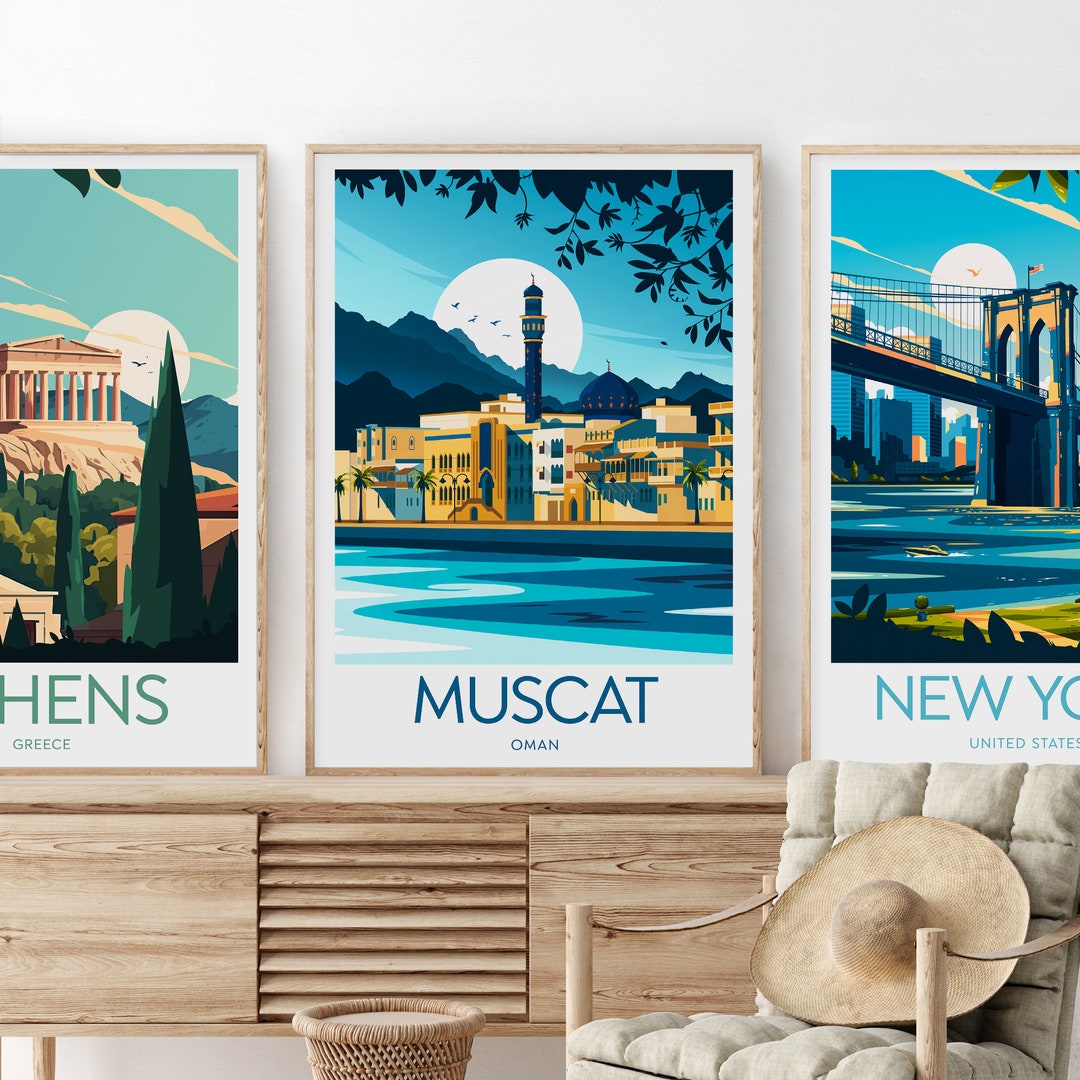 Muscat Travel Print - Oman, Muscat Poster, Muscat Print, Wedding Gift ...