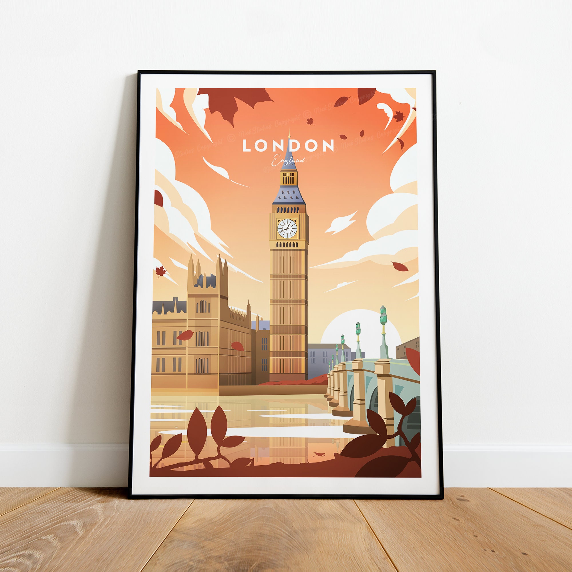 London Traditional Travel Print England London Poster Big - Etsy UK