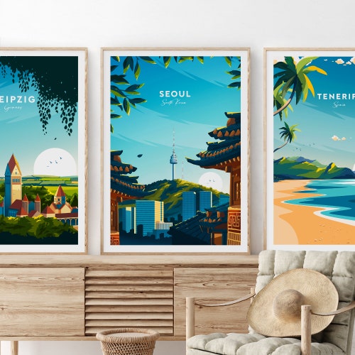 South Korea Travel Poster Seoul Print - Etsy