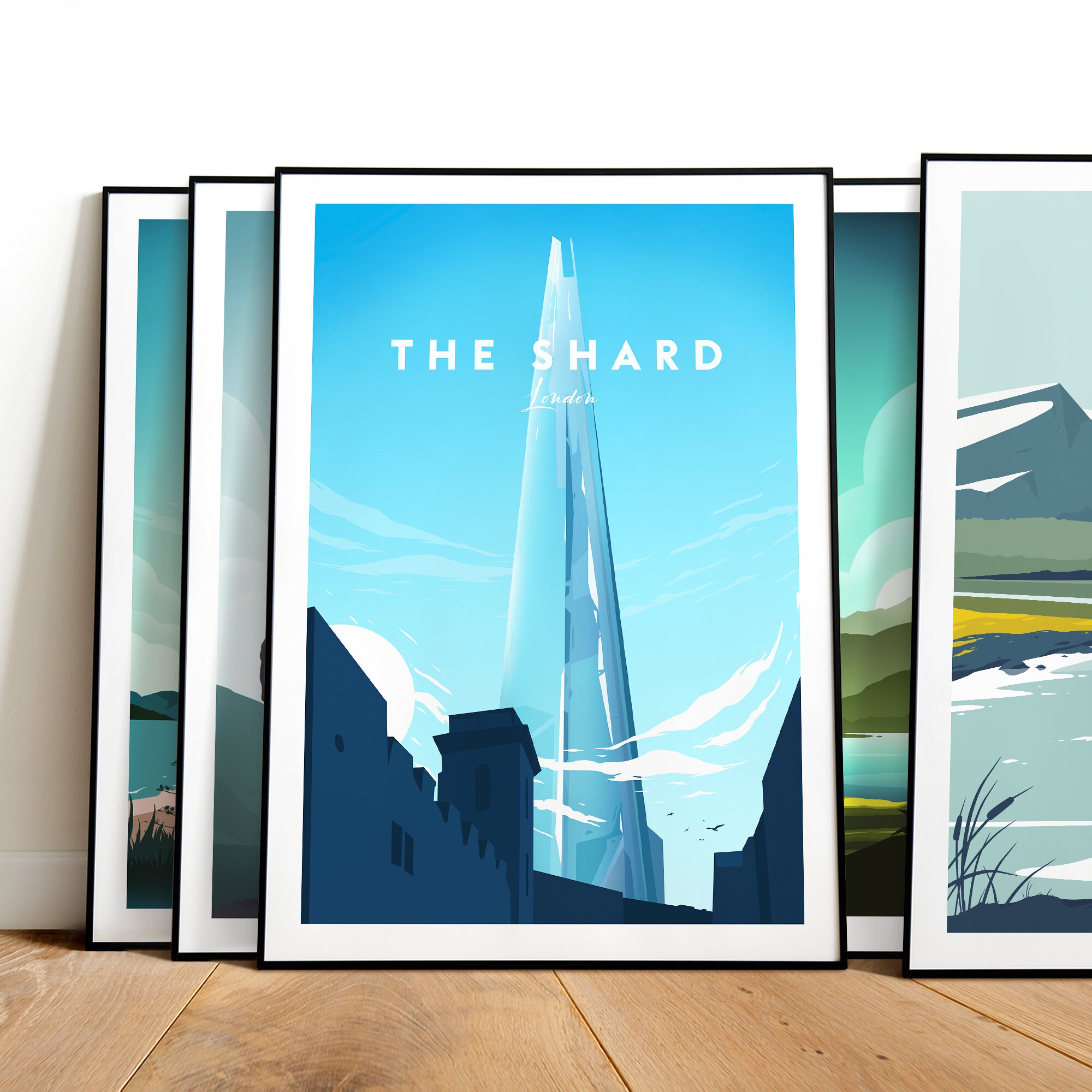 The Shard traditional travel print London | Etsy