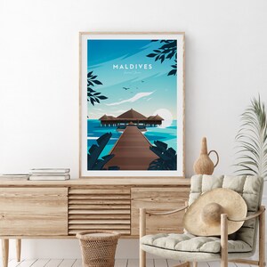 Maldives Traditional Travel Print - Indian Ocean, Maldives Poster ...