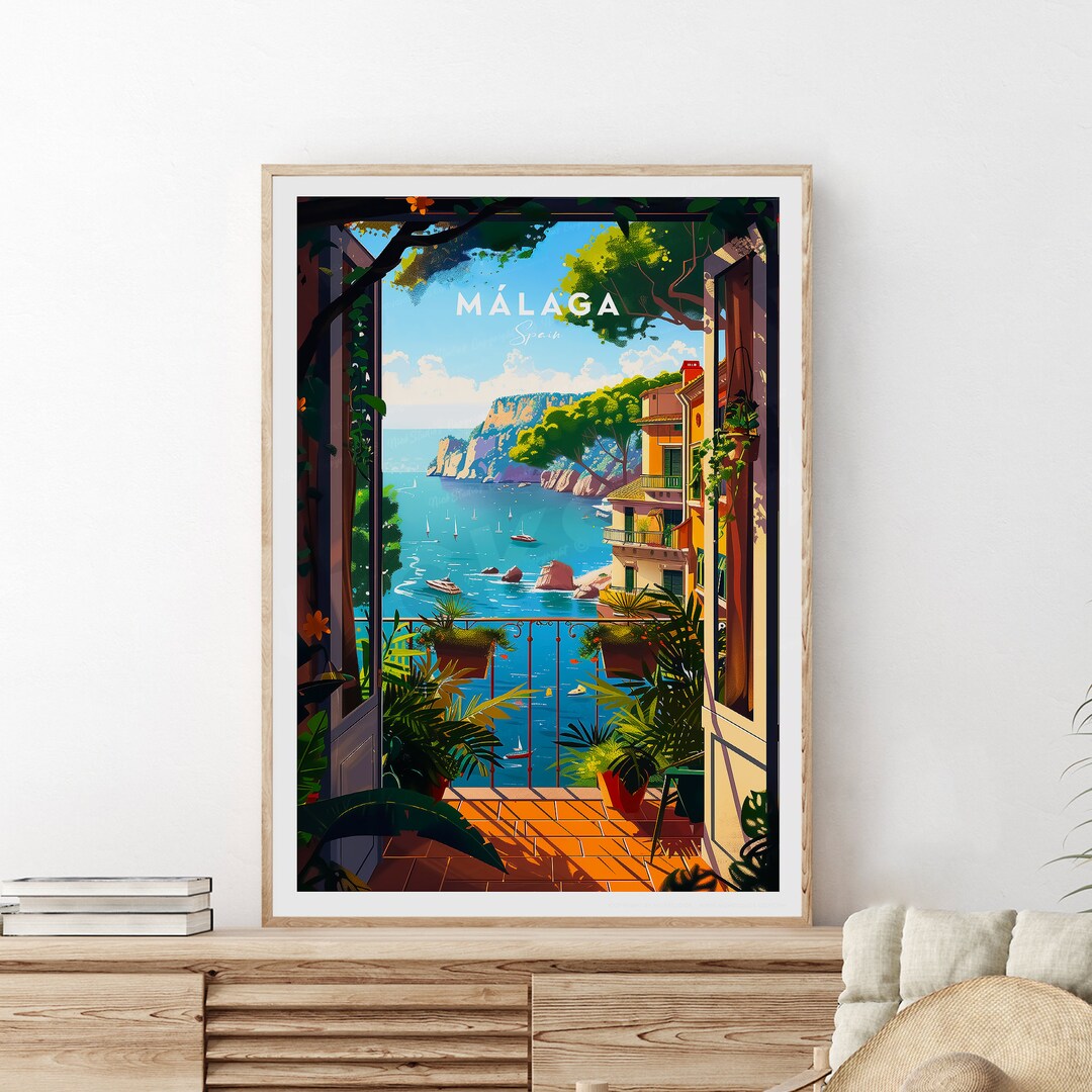 Málaga Traditional Travel Print - Spain, Málaga Poster, Malaga Artwork ...