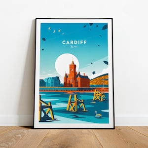 Cardiff Traditional Travel Print - Wales, Cardiff Poster, Cardiff ...