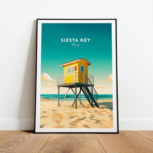 Siesta Key Traditional Travel Print - Florida, Siesta Key Poster ...