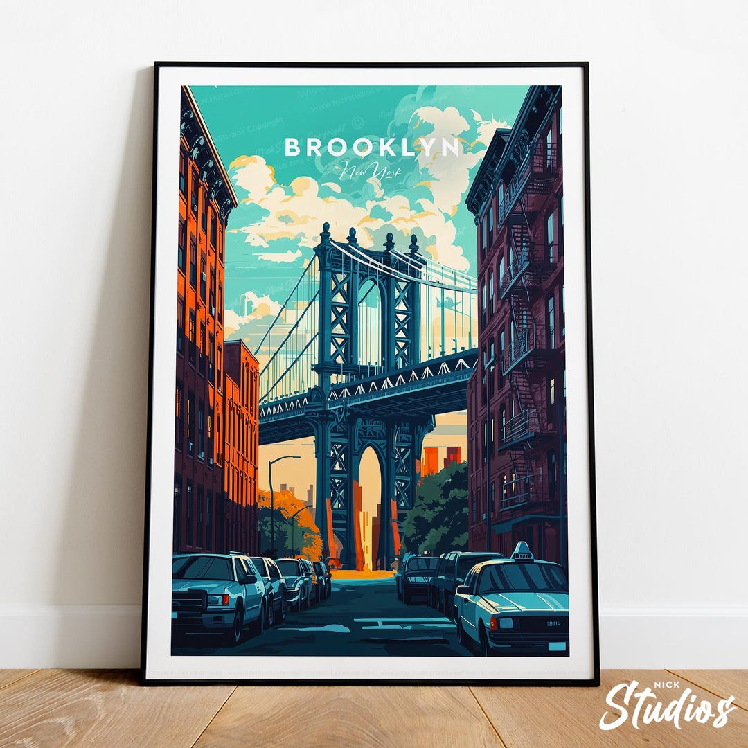 Brooklyn Traditional Travel Print - New York, Brooklyn Bridge, Brooklyn ...