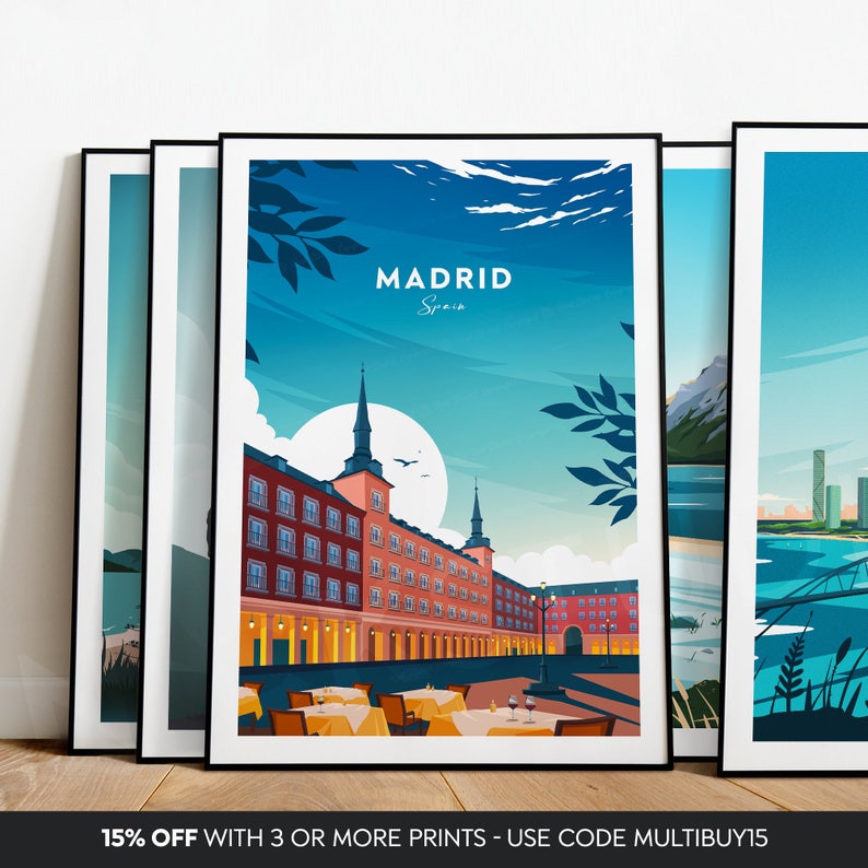 Madrid Travel Print Spain Madrid Poster Madrid Artwork | Etsy