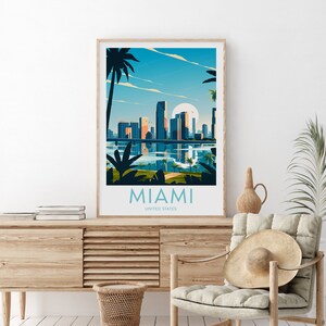 Miami Travel Print - United States, Miami Poster, Birthday Present ...