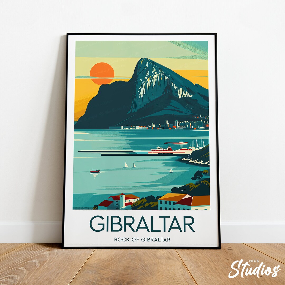 Gibraltar Travel Print - Rock of Gibraltar, Gibraltar Poster, Gibraltar ...