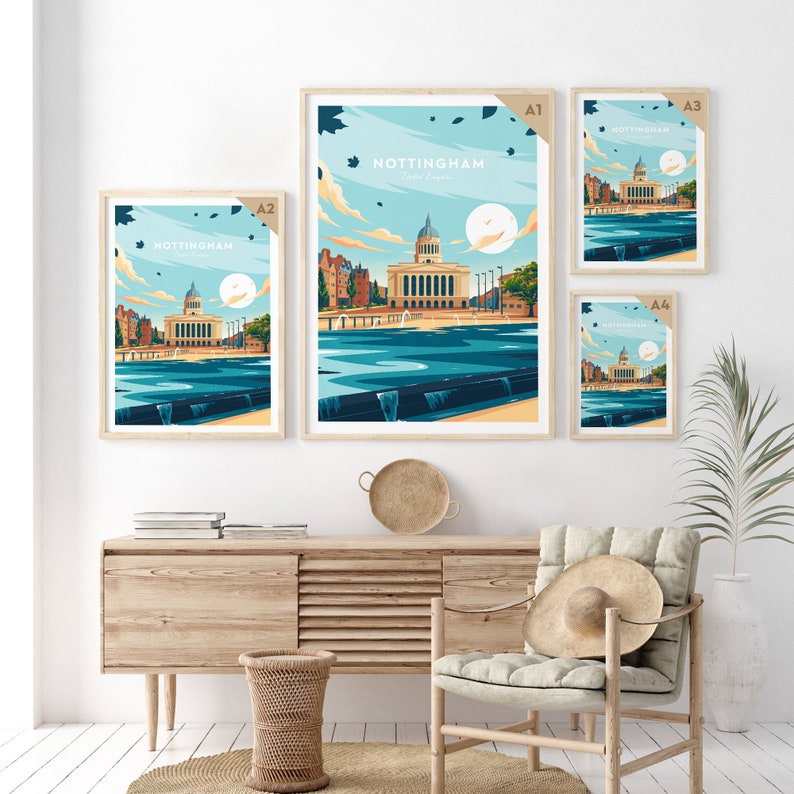 Nottingham Traditional Travel Print - United Kingdom, Nottingham Poster ...