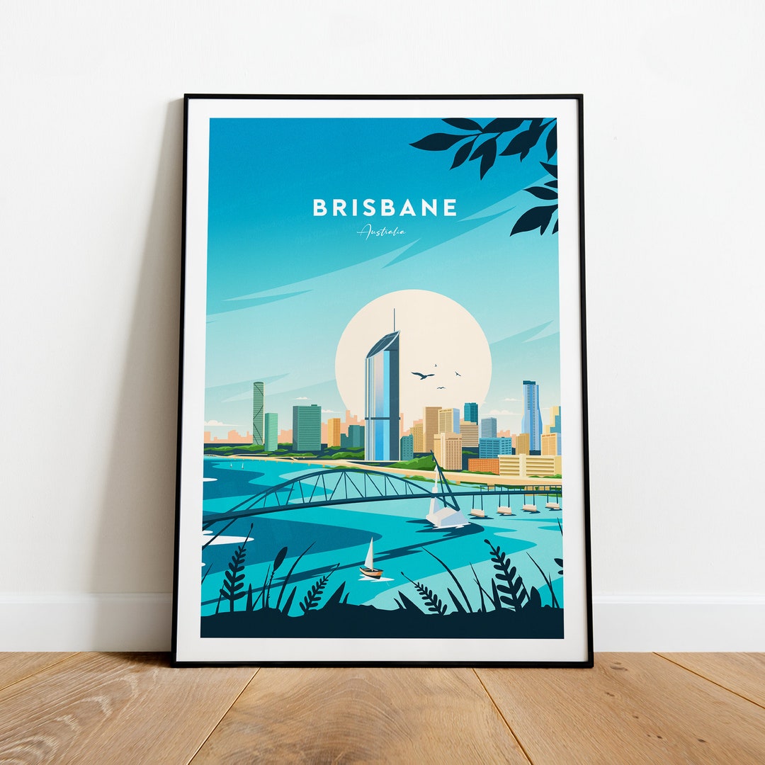 Brisbane Traditional Travel Print - Australia, Brisbane Poster ...