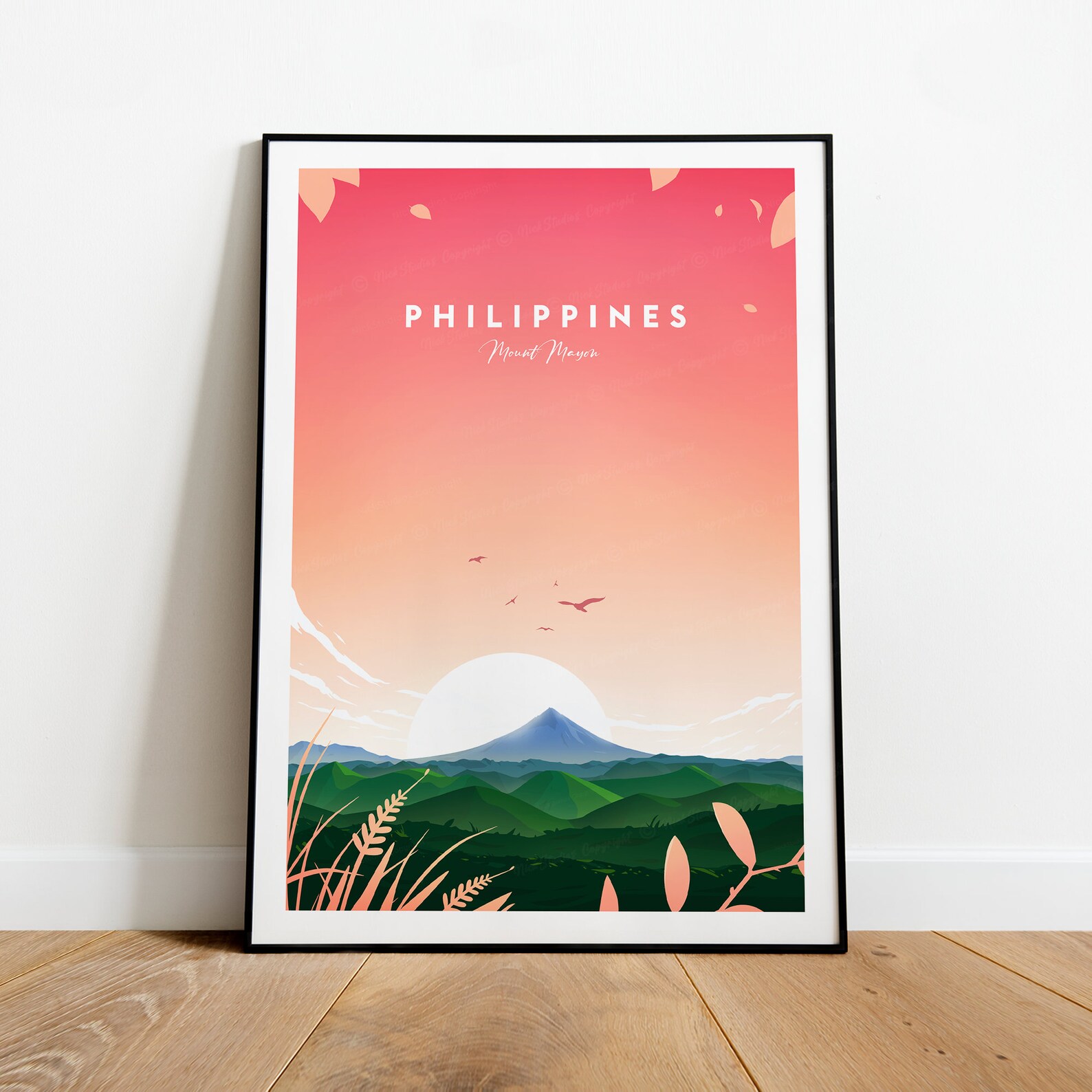 Philippines Traditional Travel Print - Mount Mayon, Philippines Print ...