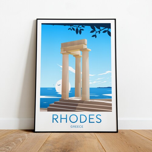 Rhodes Art Print Greece Travel Print Island of Rhodes - Etsy