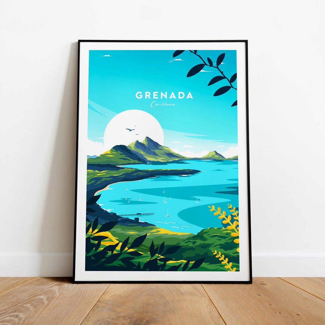 Grenada Traditional Travel Print - Caribbean, Grenada Poster, Grenada ...