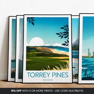 Torrey Pines Golf Print - San Diego, Golf Course Posters, Wedding Gift ...