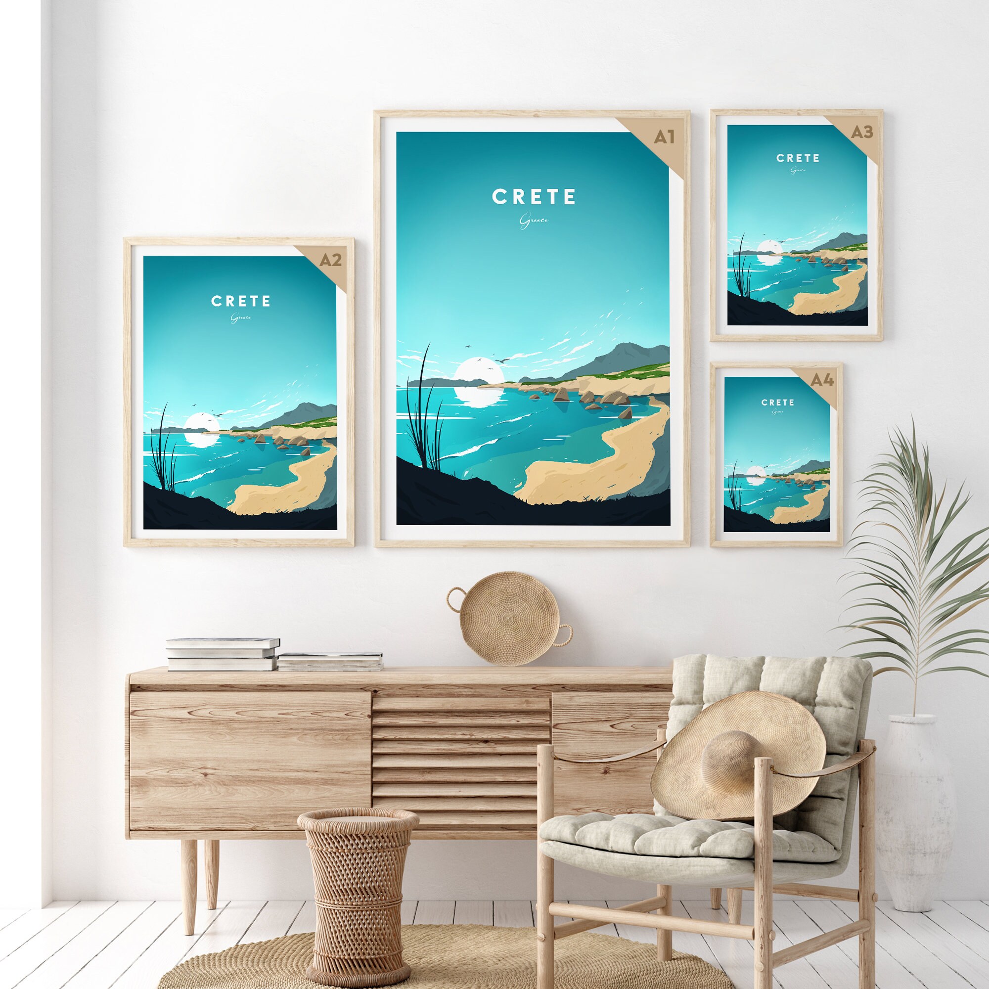 Crete traditional travel print Greece | Etsy