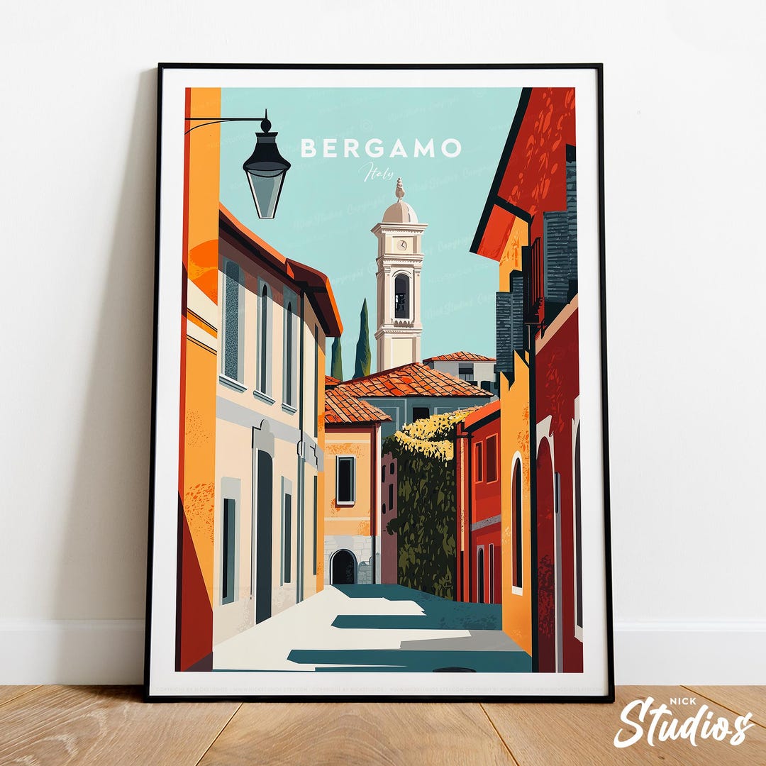 Bergamo Traditional Travel Print - Italy, Bergamo Poster, Milan ...