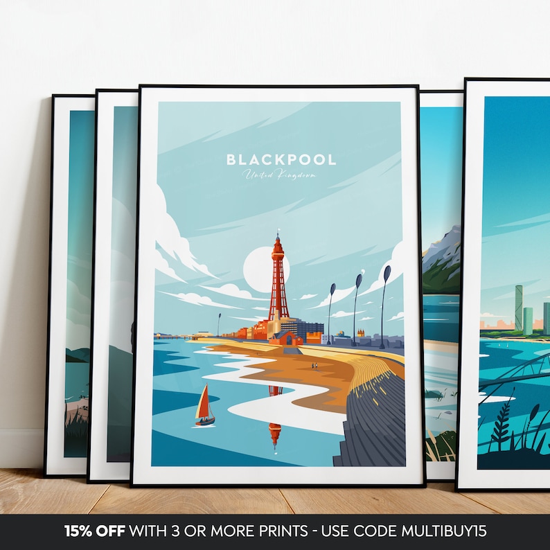 Blackpool Traditional Travel Print - United Kingdom, Blackpool Poster ...