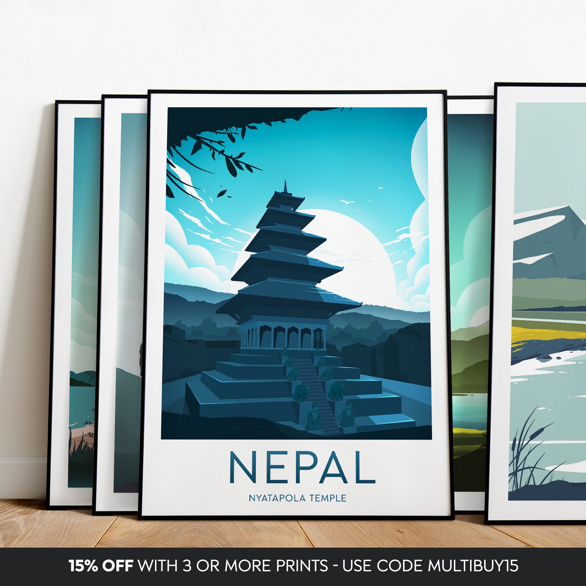 Nepal Travel Print - Nyatapola Temple, Nepal Print, Nepal Poster, Wall ...