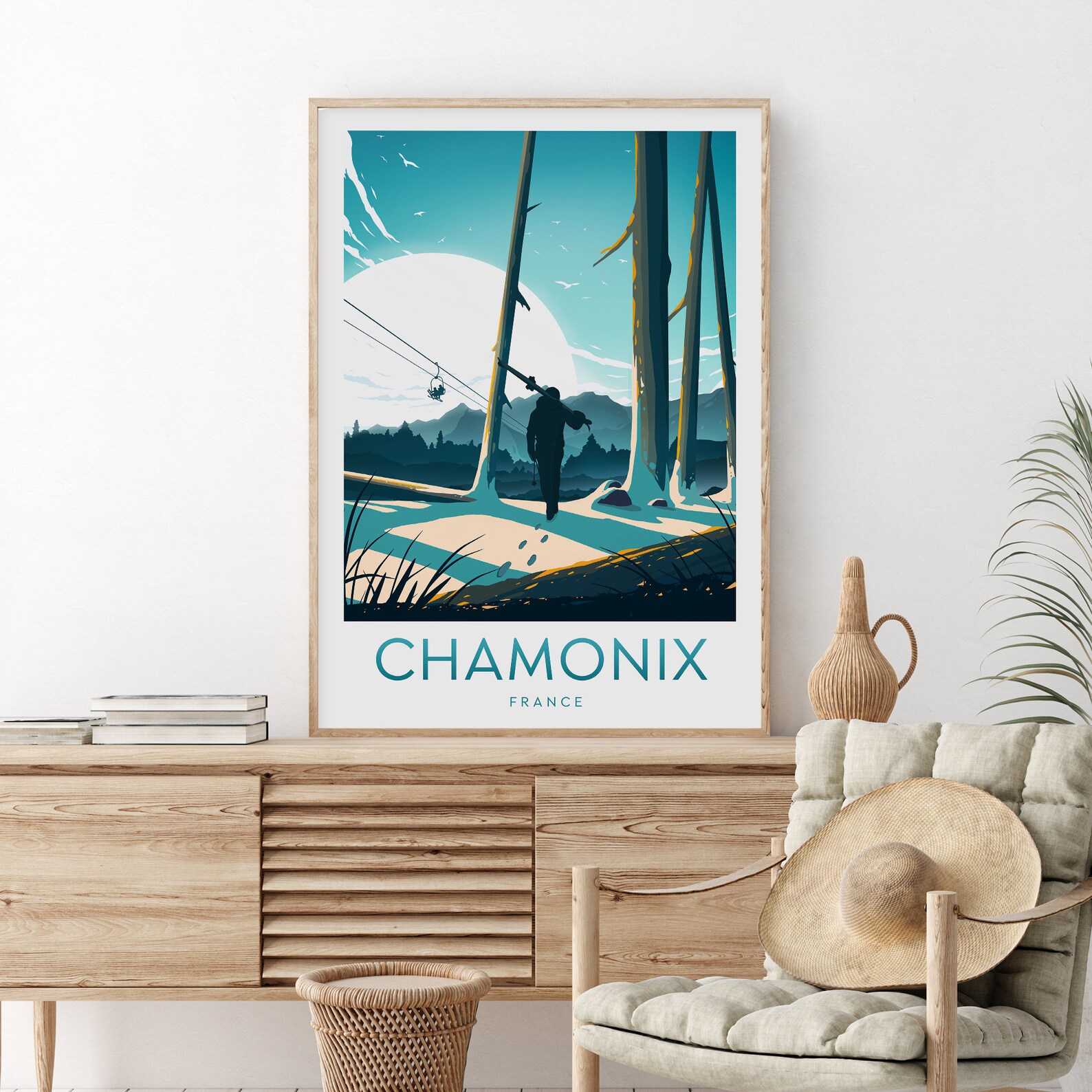 Chamonix Travel Print - France - Ski Resort, Chamonix Print, Wall Art ...