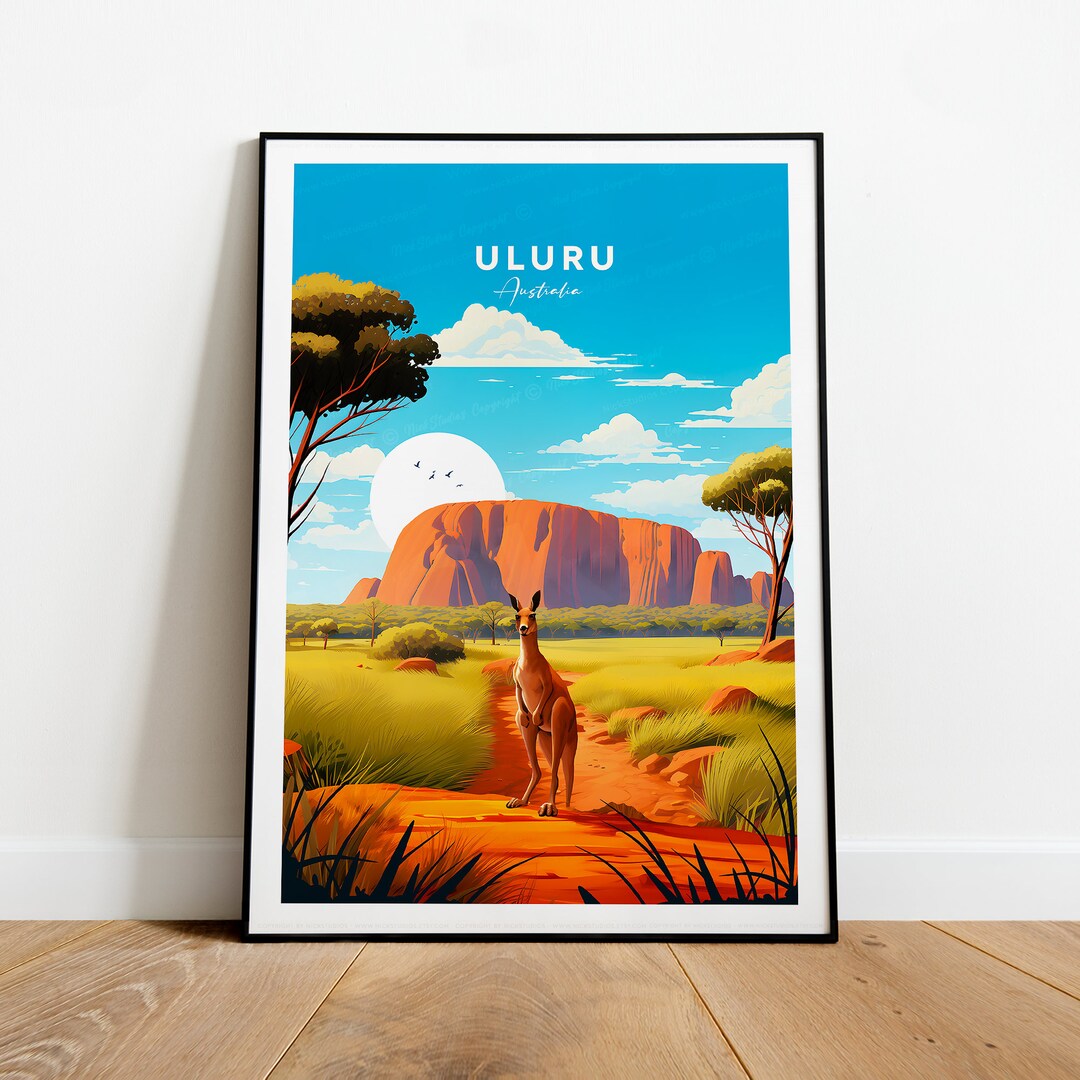Uluru Traditional Travel Print - Australia, Ayers Rock, Wedding Gift ...