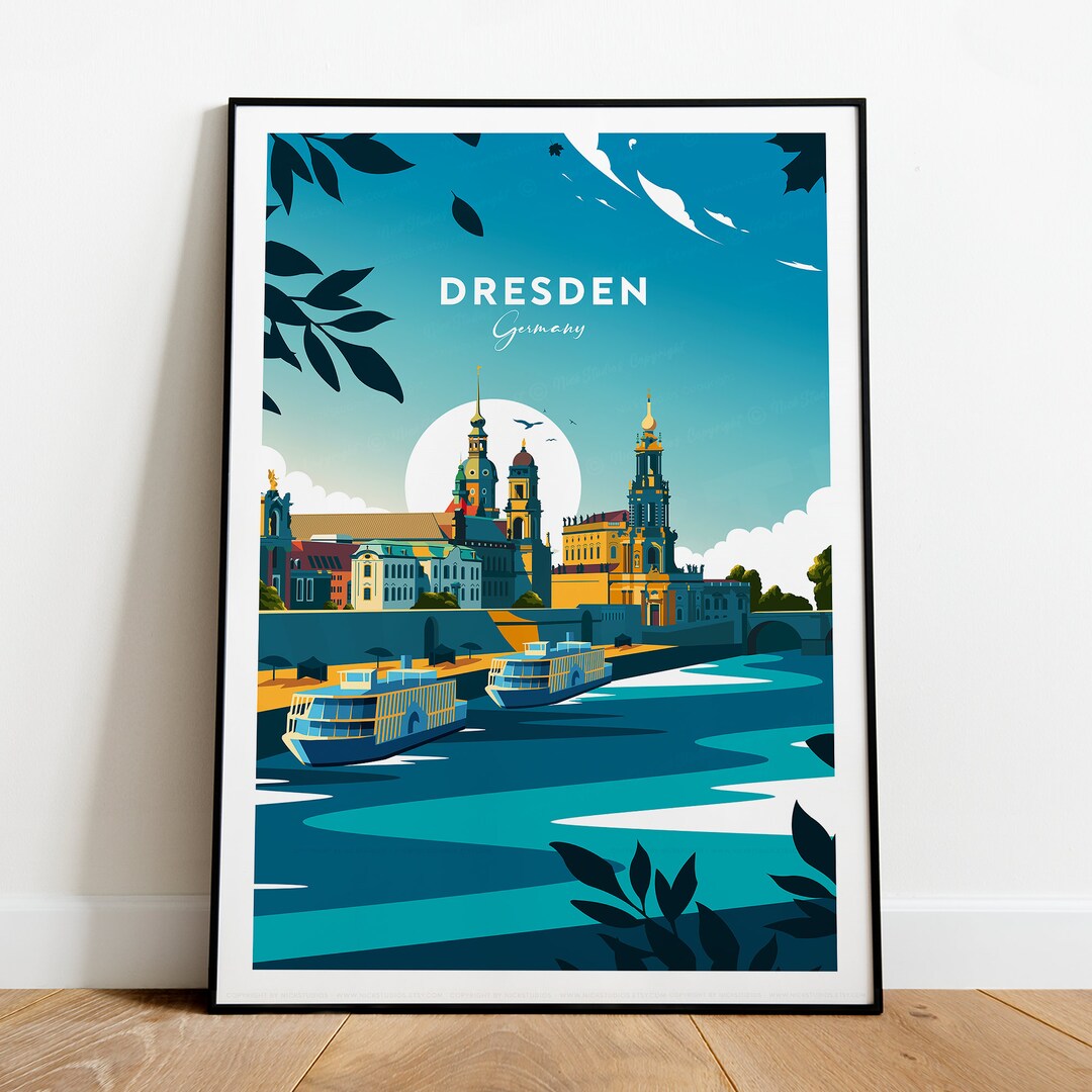 Dresden Traditional Travel Print - Germany, Dresden Poster, Birthday ...