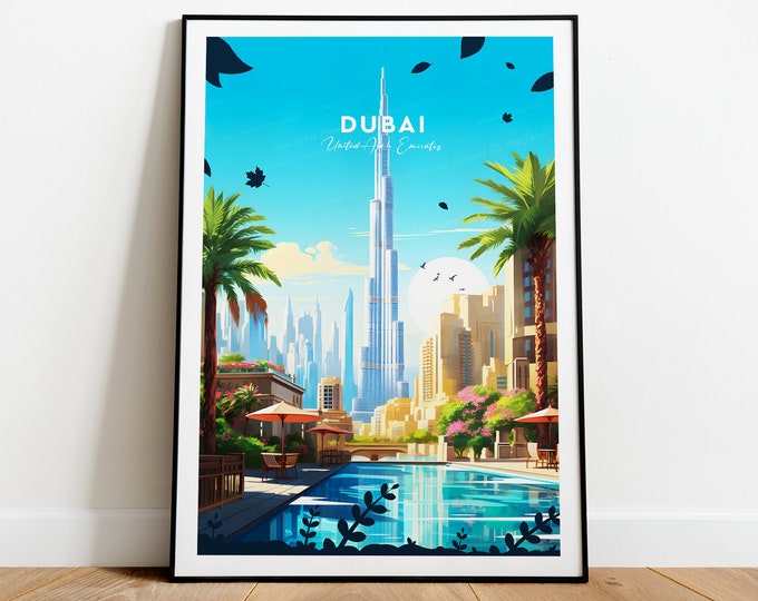 Dubai Traditional Travel Print United Arab Emirates, Travel Poster ...