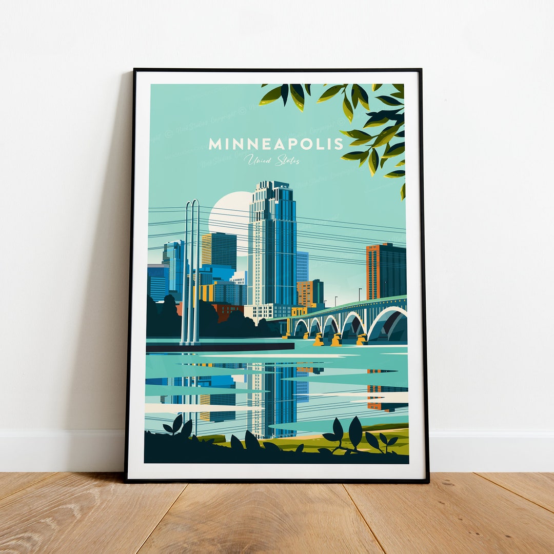 Minneapolis Traditional Travel Print - United States, Minnesota Poster ...