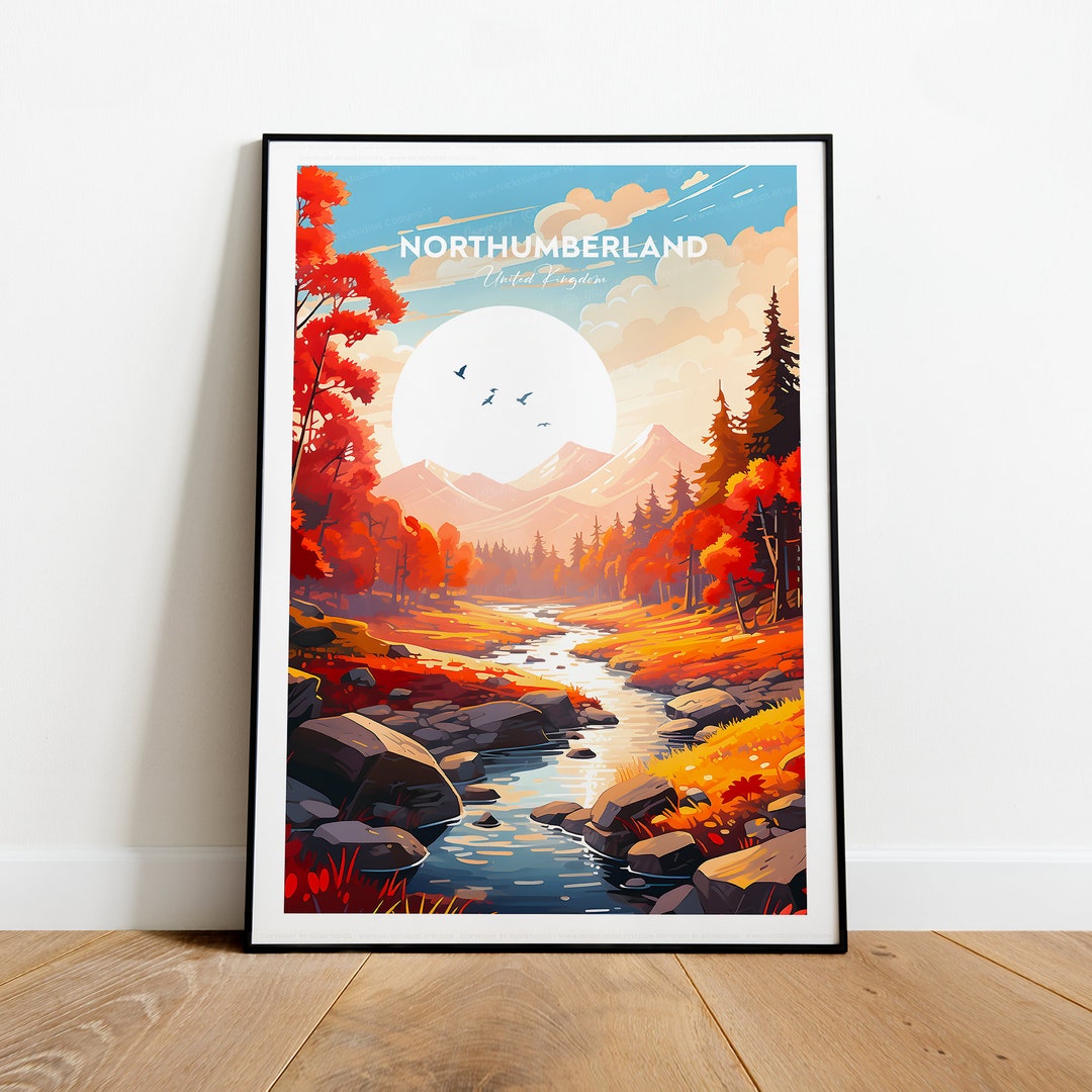 Northumberland Traditional Travel Print - National Park, England Poster ...