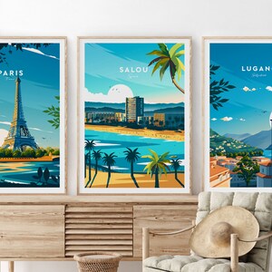 Salou Traditional Travel Print - Spain, Salou Artwork, Tarragona ...